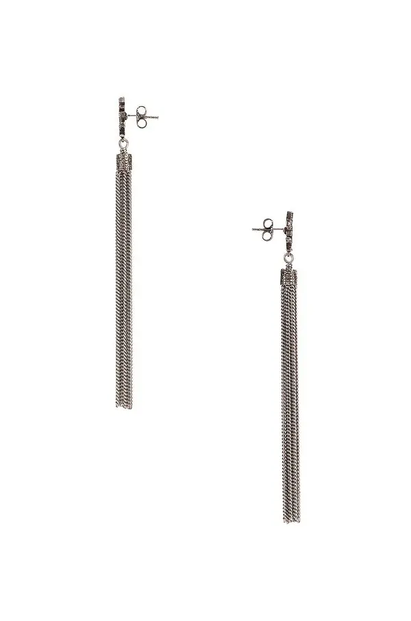 Saint Laurent Loulou Chain Earrings - Argent Oxyde