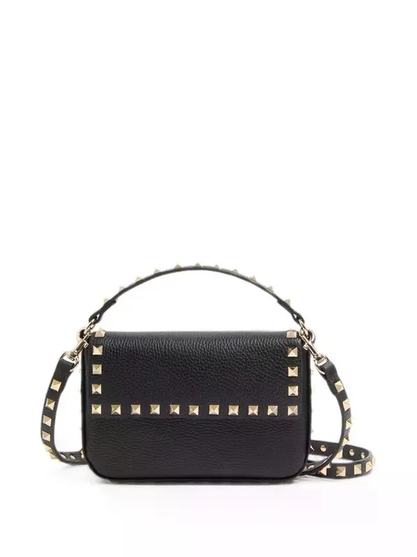 Valentino Garavani Rockstud Grainy Calfskin Pouch With Platinum-finish Studs - Black
