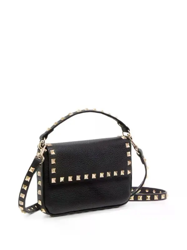 Valentino Garavani Rockstud Grainy Calfskin Pouch With Platinum-finish Studs - Black