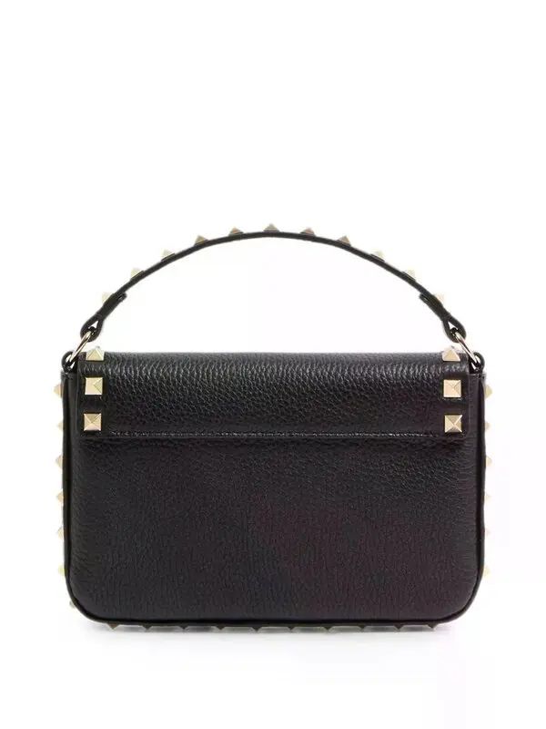 Valentino Garavani Rockstud Grainy Calfskin Pouch With Platinum-finish Studs - Black