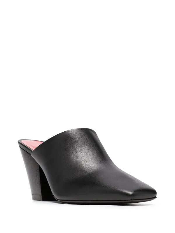 Shanghai Tang Square-toe High Block Heel Mules