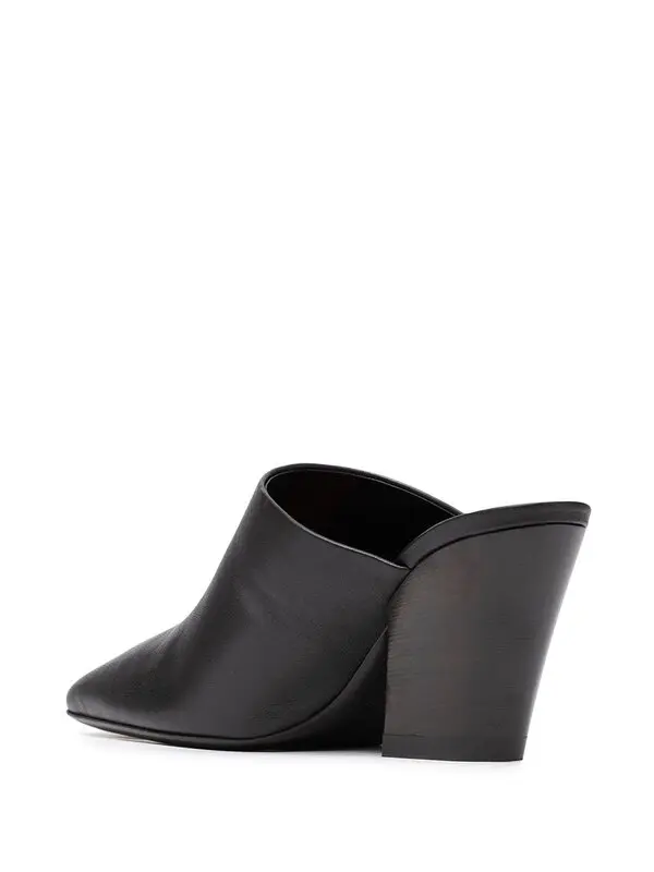 Shanghai Tang Square-toe High Block Heel Mules