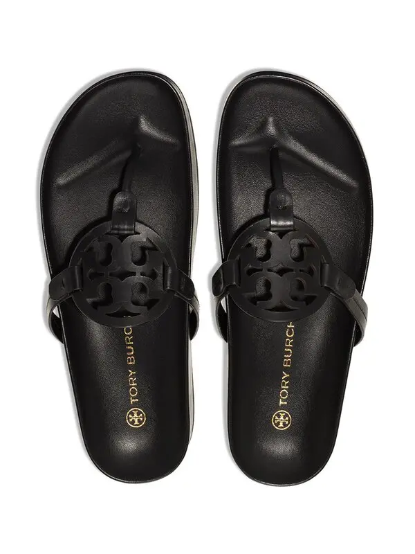 Tory Burch Miller Monogram Flat Sandals - Black