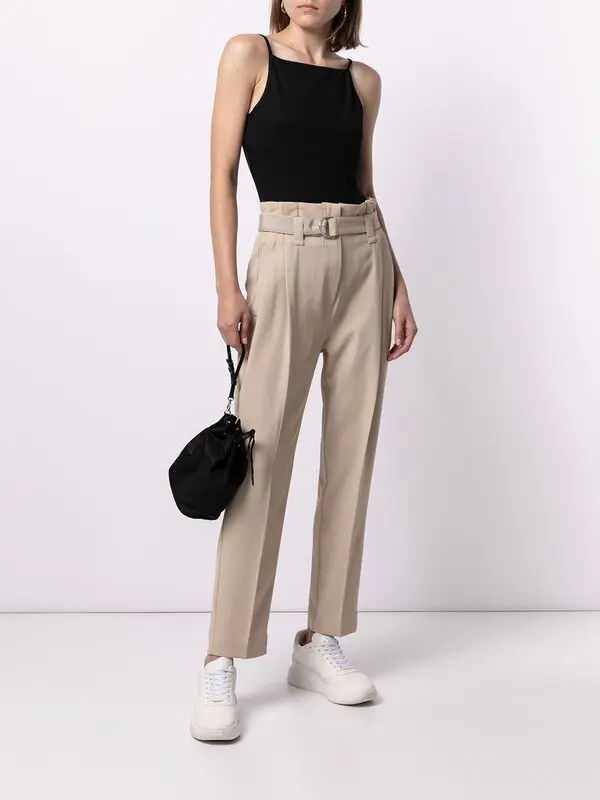 GOODIOUS Cropped Belted Trousers