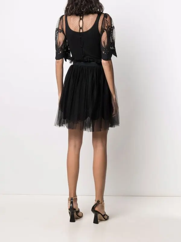Elisabetta Franchi Lace-panelled Tulle Mini Dress