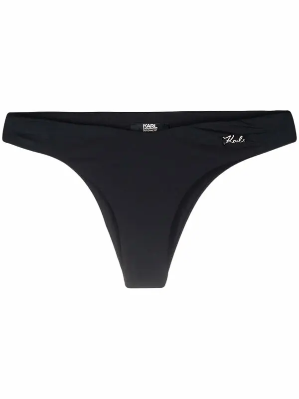 Karl Lagerfeld Logo Lettering Bikini Bottoms - Black