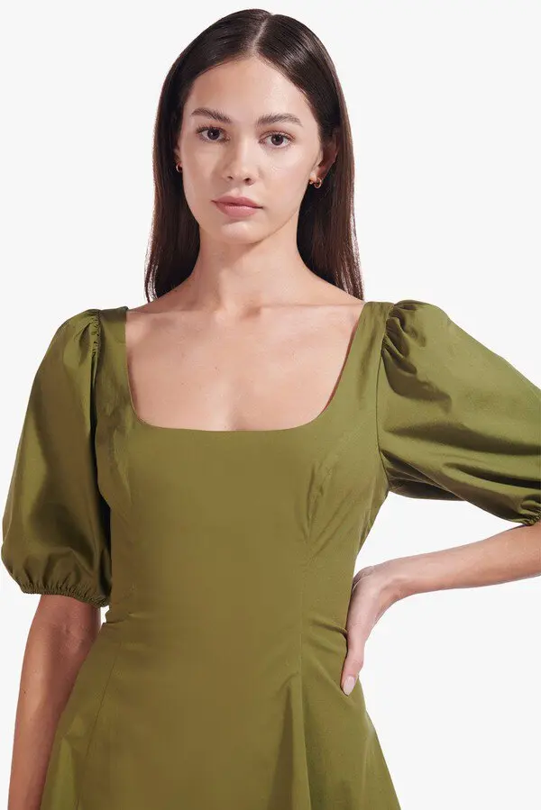 open lace back dress STAUD Women's Deora Dress, Sergeant Green, XS at Amazon Women's Clothing  store main image 0