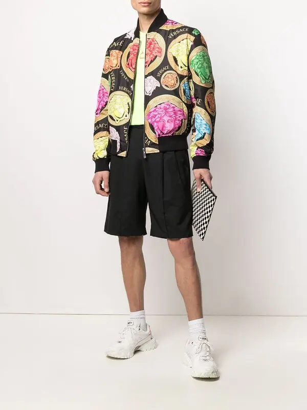 Versace Medusa Amplified Print Bomber Jacket In Black - 45% Off