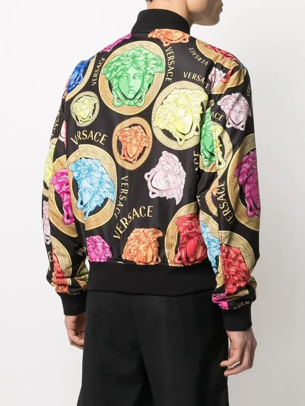 Versace Medusa Amplified Print Bomber Jacket In Black - 45% Off