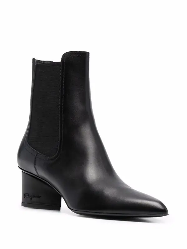 FERRAGAMO Logo-embossed Heel Chelsea Boots