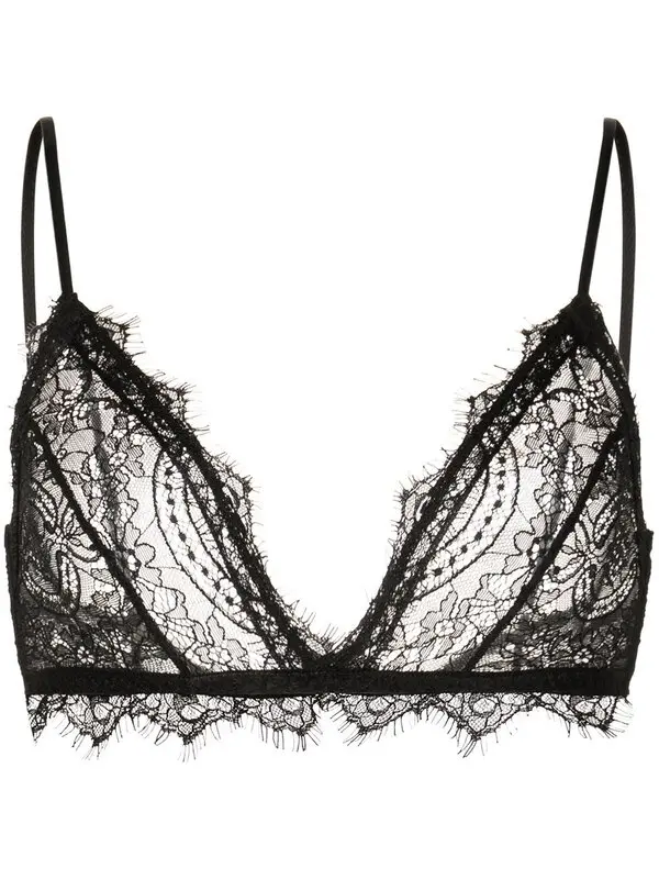 ANINE BING Sheer Lace Bra - Black