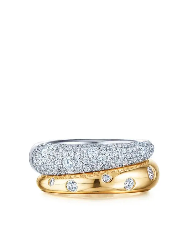 Kwiat 18kt White And Yellow Cobblestone Diamond Double Band Ring - Gold