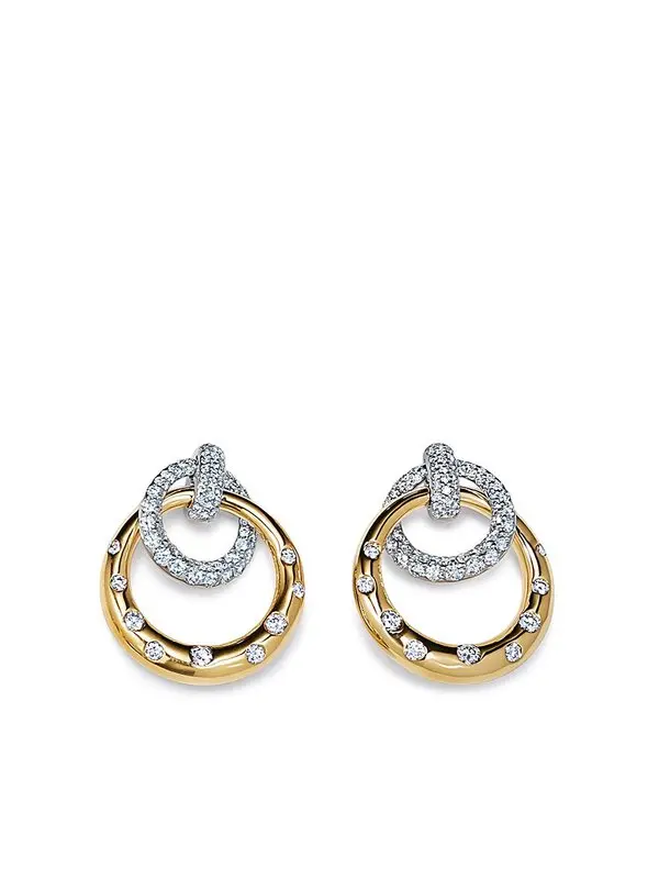 Kwiat 18kt Diamond Cobblestone Interlocking Earrings - Gold