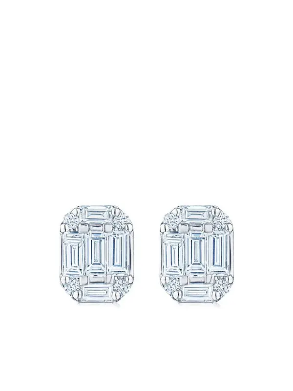 Kwiat 18kt White Gold Diamond Stud Earrings - Silver
