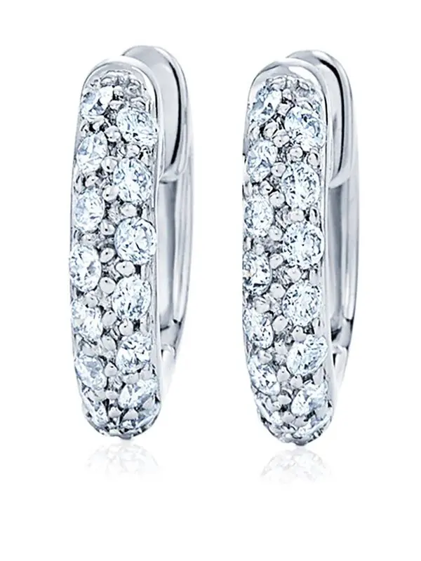 Kwiat 18kt White Gold Pavé Diamond Hoop Earrings - Silver