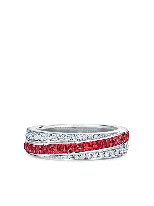 Kwiat 18kt White Gold Diamond Ruby Band Ring - Silver