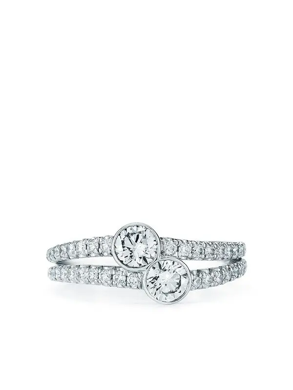 Kwiat 18kt White Gold Diamond Duet Round Ring - Silver
