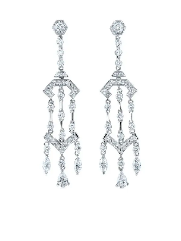 Kwiat 18kt White Gold Diamond Pagoda Chandelier Earrings - Silver