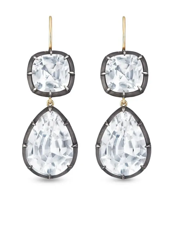Fred Leighton 18kt Double Topaz Drop Earrings - Gold