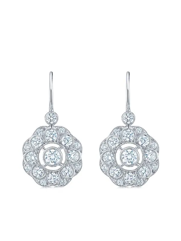 Kwiat 18kt White Gold Diamond Layered Drop Earrings - Silver