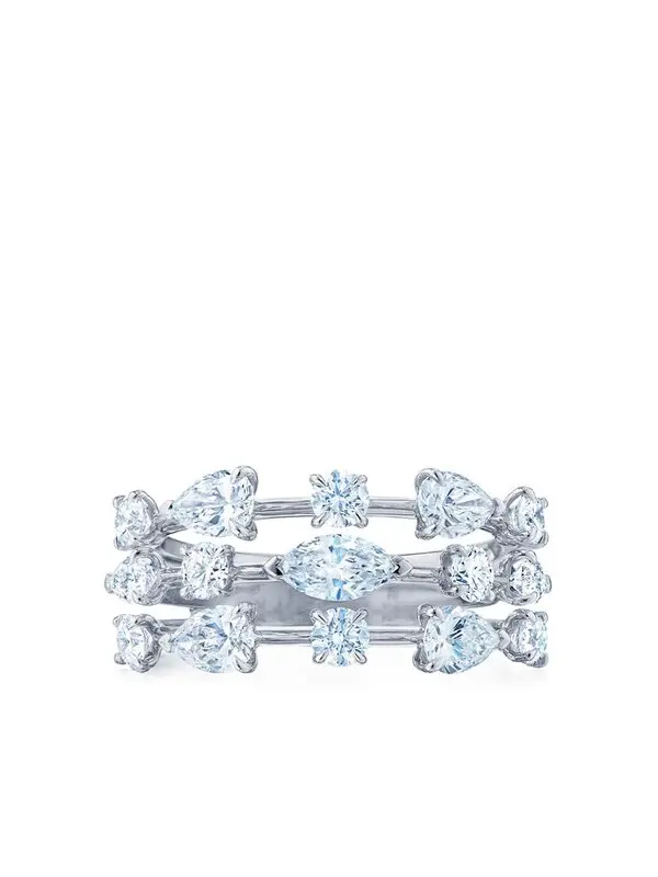 Kwiat 18kt White Gold Diamond Starry Night Three-row Ring - Silver