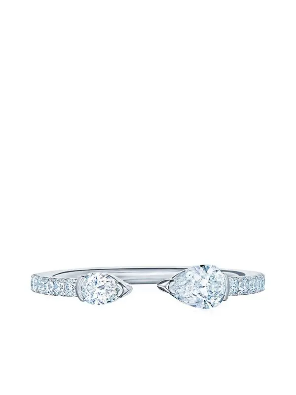 Kwiat 18kt White Gold Eclipse Open Ring With Pear Cut Diamonds - Silver