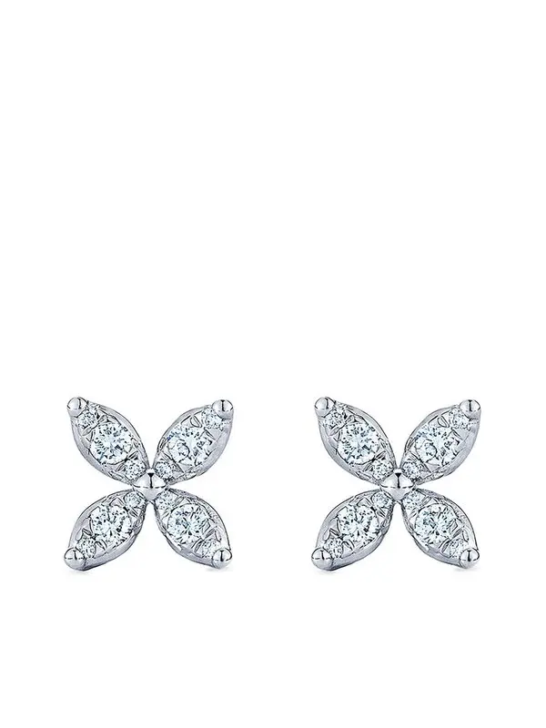 Kwiat 18kt White Gold Diamond Sunburst Earrings - Silver