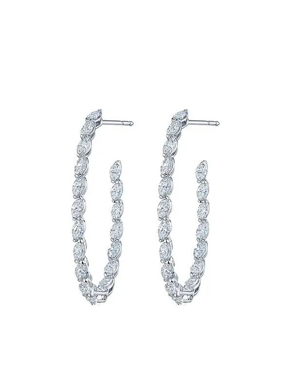 Kwiat 18kt White Gold 3.25ct Diamond Hoop Earrings - Silver