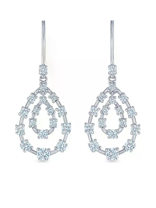 Kwiat 18kt White Gold Diamond Starry Night Double Teardrop Earrings - Silver