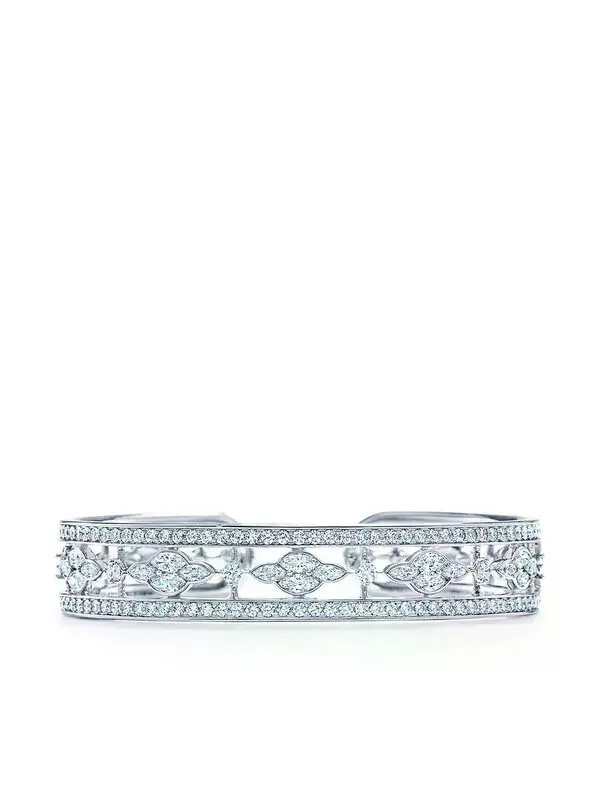 Kwiat 18kt White Gold Diamond Trellis Cuff Bangle - Silver