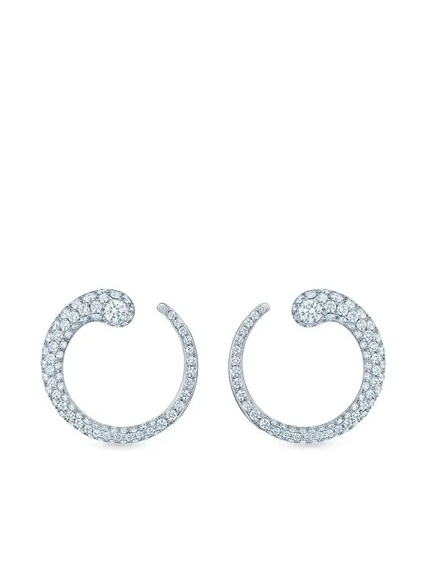 Kwiat 18kt White Gold Diamond Eclipse Stud Earrings - Silver