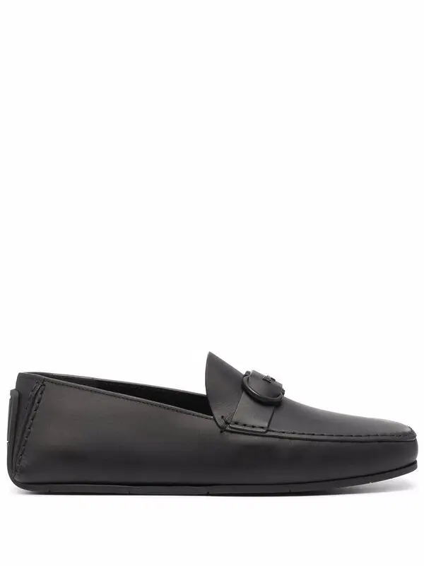 FERRAGAMO Gancini Leather Loafers - Black