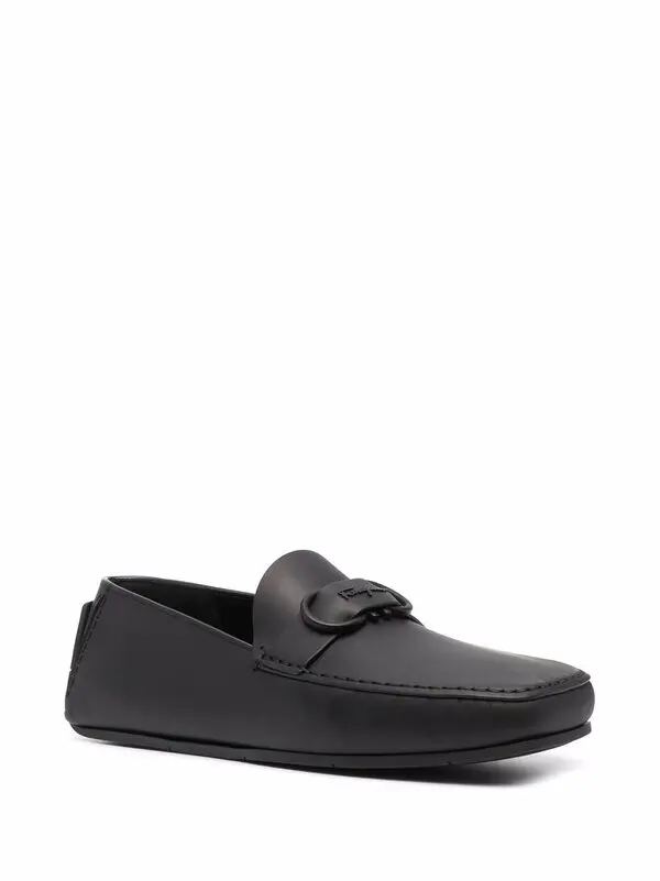 FERRAGAMO Gancini Leather Loafers - Black