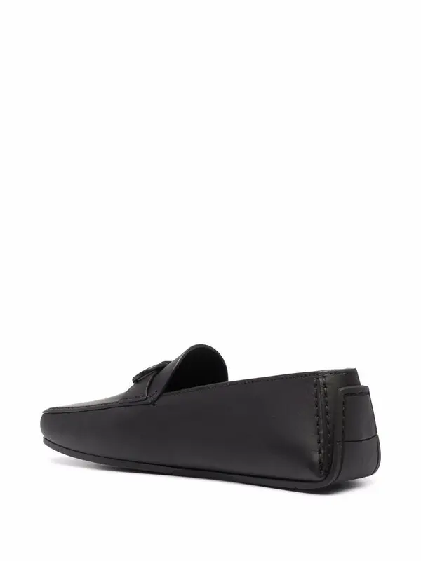 FERRAGAMO Gancini Leather Loafers - Black