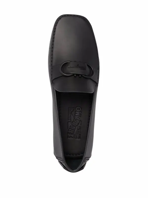 FERRAGAMO Gancini Leather Loafers - Black