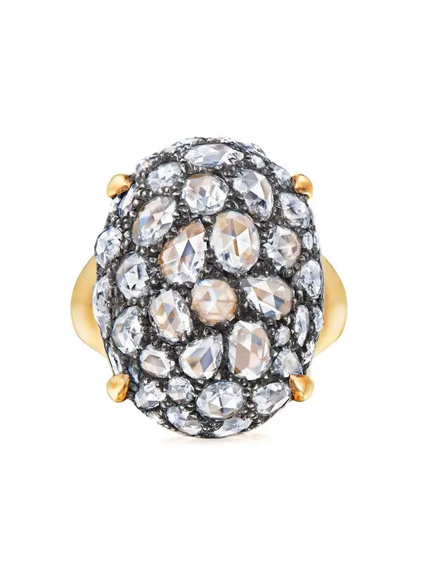 Fred Leighton 18kt Yellow Rose Cut Diamond Ring - Gold