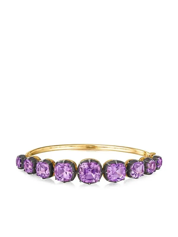 Fred Leighton 18kt Yellow Cushion Amethyst Bangle - Gold