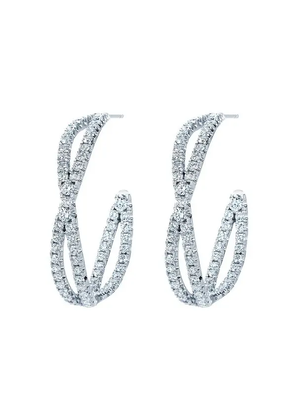 Kwiat 18kt White Gold Diamond Petite Hoop Earrings - Silver