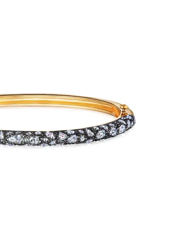 Fred Leighton 18kt Yellow And Silver Diamond Pave Narrow Bangle