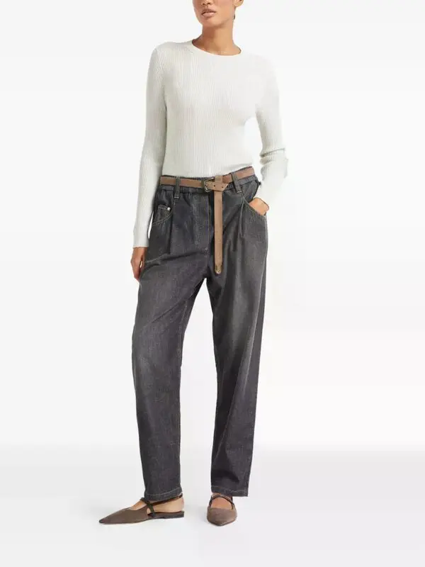 Brunello Cucinelli Fine-knit Long-sleeved Top - Neutrals