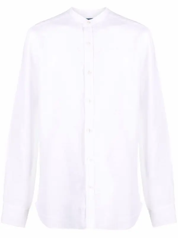 BARBA NAPOLI Band Collar Linen Shirt