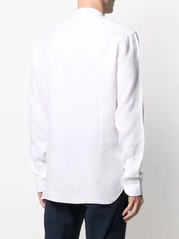 BARBA NAPOLI Band Collar Linen Shirt