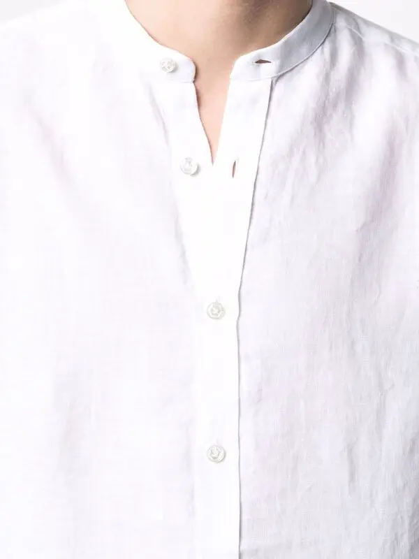 BARBA NAPOLI Band Collar Linen Shirt