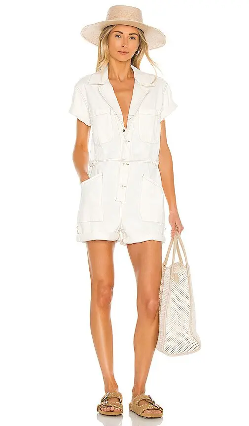 PISTOLA Parker Short Romper - Ecru