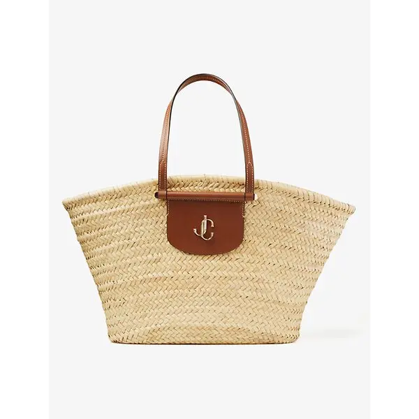 JIMMY CHOO Macy Raffia And Leather Tote Bag