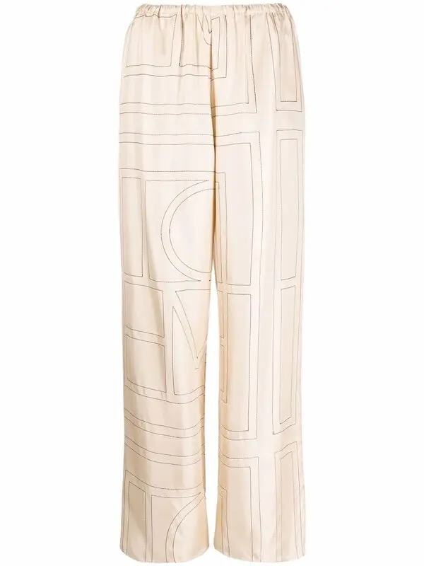 TOTEME Monogram Silk Pyjama Trousers - Neutrals
