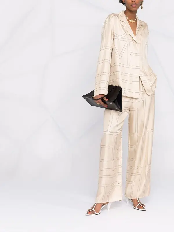 TOTEME Monogram Silk Pyjama Trousers - Neutrals