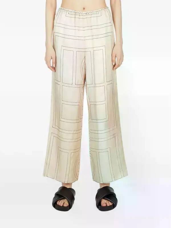 TOTEME Monogram Silk Pyjama Trousers - Neutrals