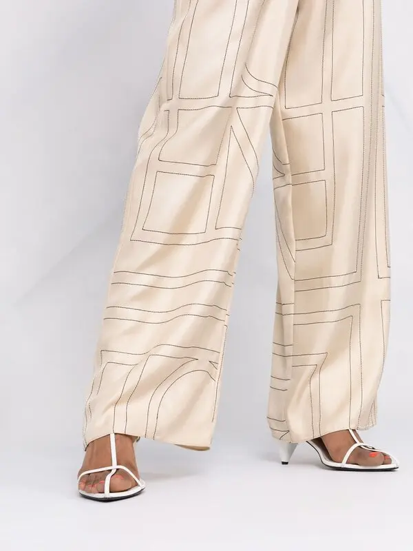 TOTEME Monogram Silk Pyjama Trousers - Neutrals