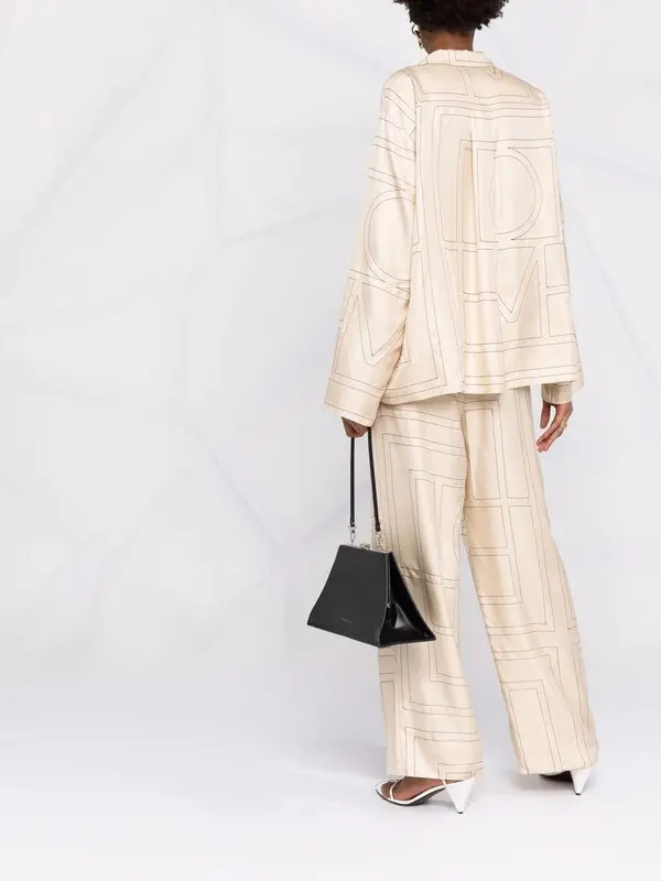 TOTEME Monogram Silk Pyjama Trousers - Neutrals